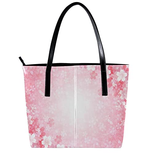 Large Leather Handbags for Women Cherry Japanese paper New Year's card background Top Handle Shoulder Satchel Hobo Bag