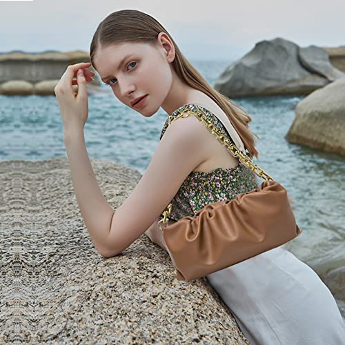 TUGONK Women's Designer Shoulder Bag Ruched Cluch Purse Dumpling Shoulder Bag Chain Pouch Bag for Women