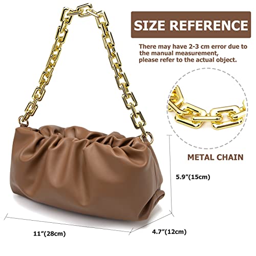 TUGONK Women's Designer Shoulder Bag Ruched Cluch Purse Dumpling Shoulder Bag Chain Pouch Bag for Women