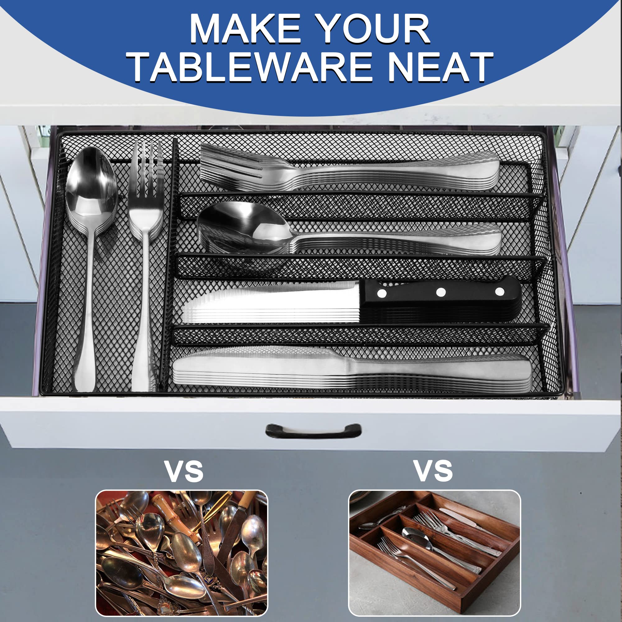 36-Piece Silverware Set Stainless Steel Flatware Set for 6, Cutlery Set with Organizer, Fork Spoon Knife with Storage Case, Silver