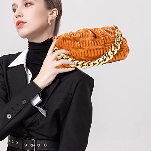 TUGONK Women's Designer Shoulder Bag Ruched Cluch Purse Dumpling Shoulder Bag Chain Pouch Bag for Women
