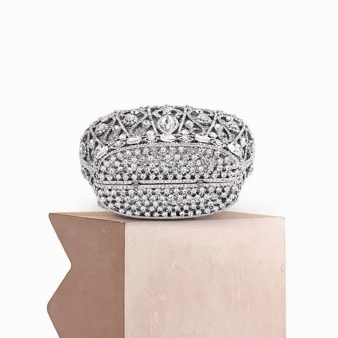 DEBIMY Crown Clutch Purse for Women Glittering Rhinestone Crystal Evening Bag Handbags Wedding Party Shoulder Bag, Gold