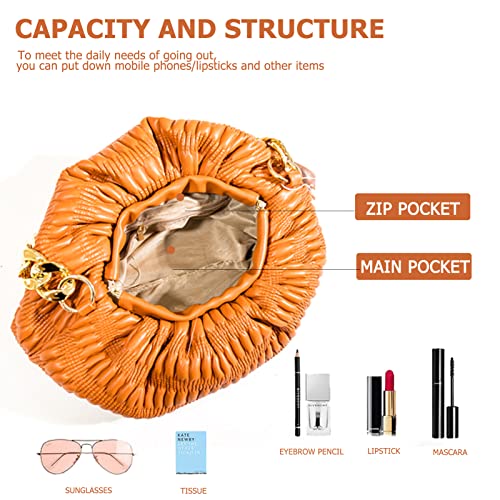 TUGONK Women's Designer Shoulder Bag Ruched Cluch Purse Dumpling Shoulder Bag Chain Pouch Bag for Women