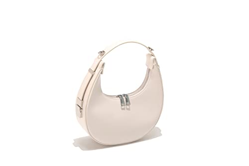 Shoulder Bags Handbag for Women, Crossbody Bag Detachable Shoulder Strap Soft PU Leather Zipper Closure - Milky White