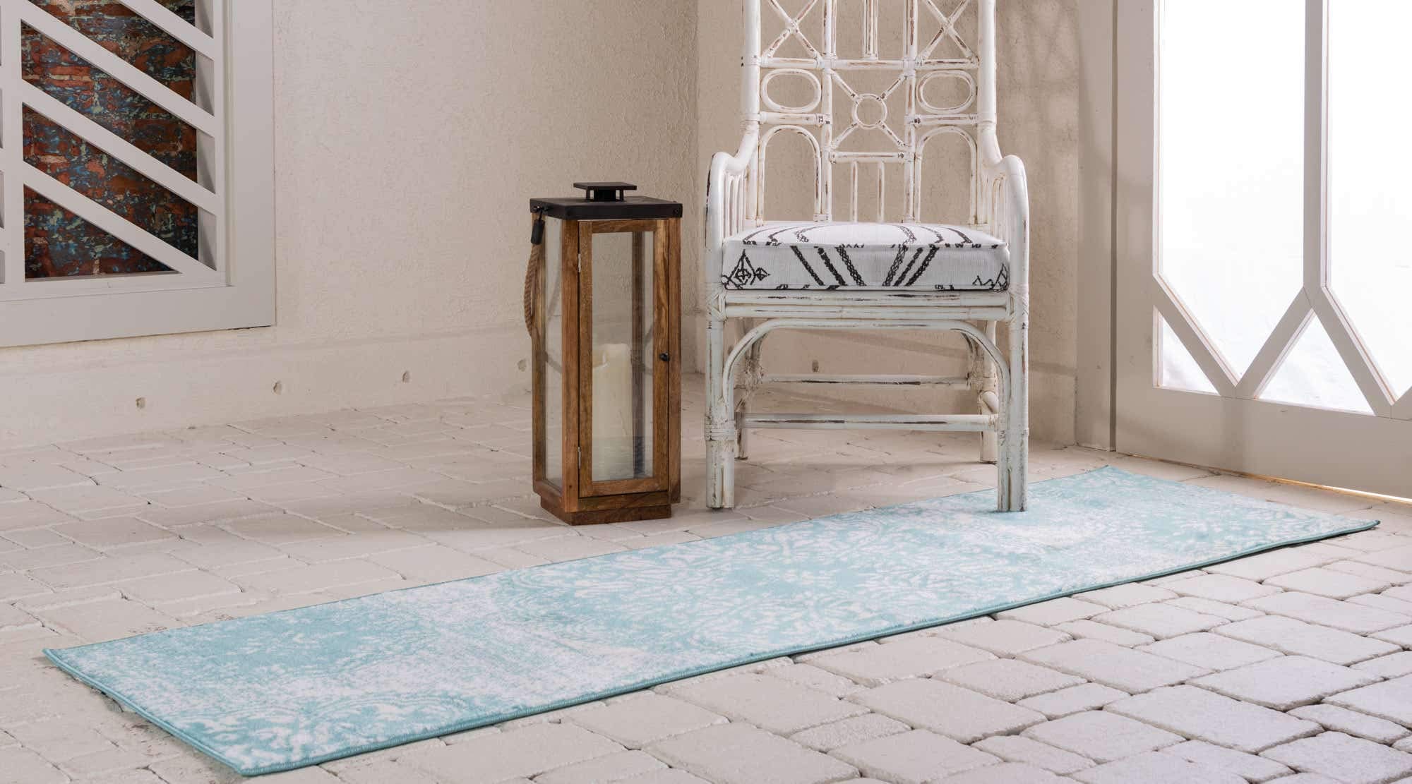 Unique Loom Sofia Collection Area Rug - Grand (2' x 6' 7" Runner, Turquoise/ Ivory)