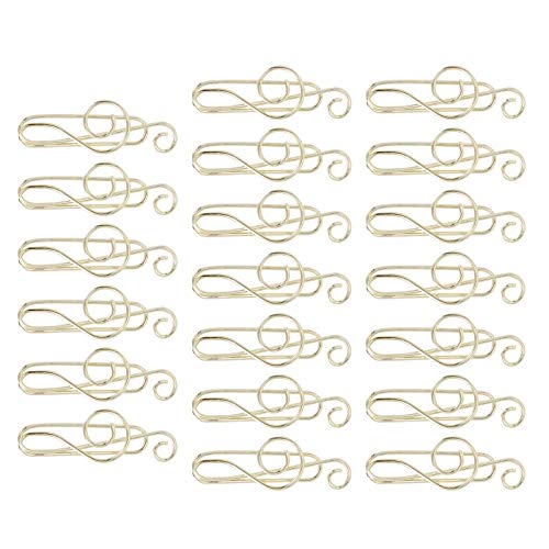 20Pcs Musical Note Paperclip Metal Iron Wire Notebook Agenda Folder Special Shaped Paper Clips for Bookmark Organize Home Office School(golden)