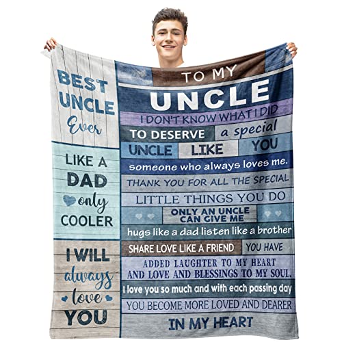 CUJUYO Best Uncle Gifts Blanket 60"x50", Gifts for Uncle Throw Blanket, Great Uncle Gifts from Niece Blankets Throws, Uncle Birthday Gifts from Nephew, Gift Ideas for Uncle on Christmas Father's Day