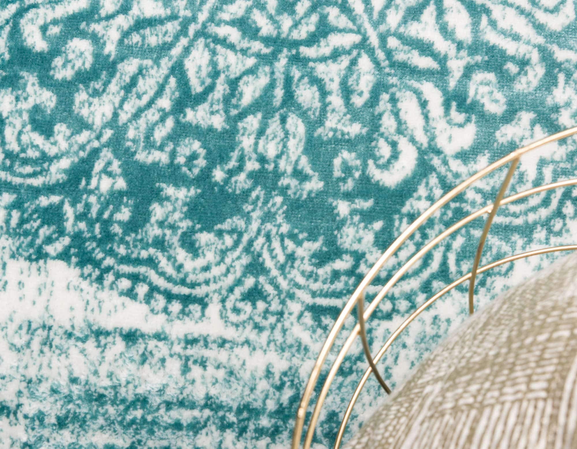 Unique Loom Sofia Collection Area Rug - Grand (2' x 6' 7" Runner, Turquoise/ Ivory)