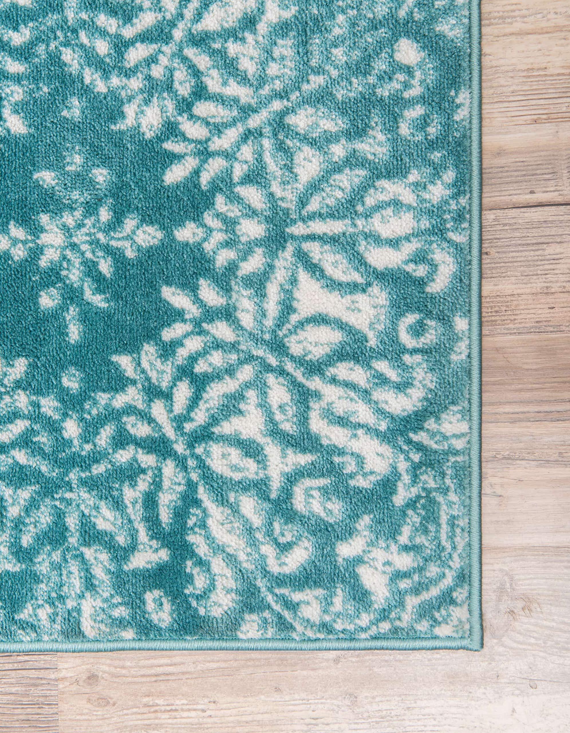 Unique Loom Sofia Collection Area Rug - Grand (2' x 6' 7" Runner, Turquoise/ Ivory)