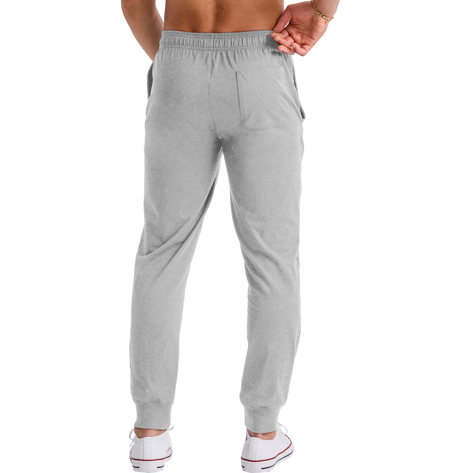 Hanes Originals Cotton Joggers, Jersey Sweatpants for Men with Pockets, 30" Inseam, Light Steel