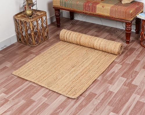 2x3, 2x4, 2x5, 2x6 Ft, 100% Natural Jute Runner Rug - Bohemian Jute Rug, Jute Runner Rug, Natural Fiber Runner Rug, Jute Braided Rug, Boho Decor Rug, Custom Size Rug (2x3 Ft, Area Rug)