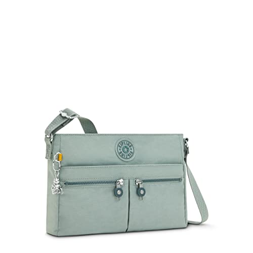 Kipling Womens Women's New Angie Handbag, Lightweight Bag, Nylon Travel Crossbody Bag, Tender Sage C, 10.75 L x 8 H 3 D US