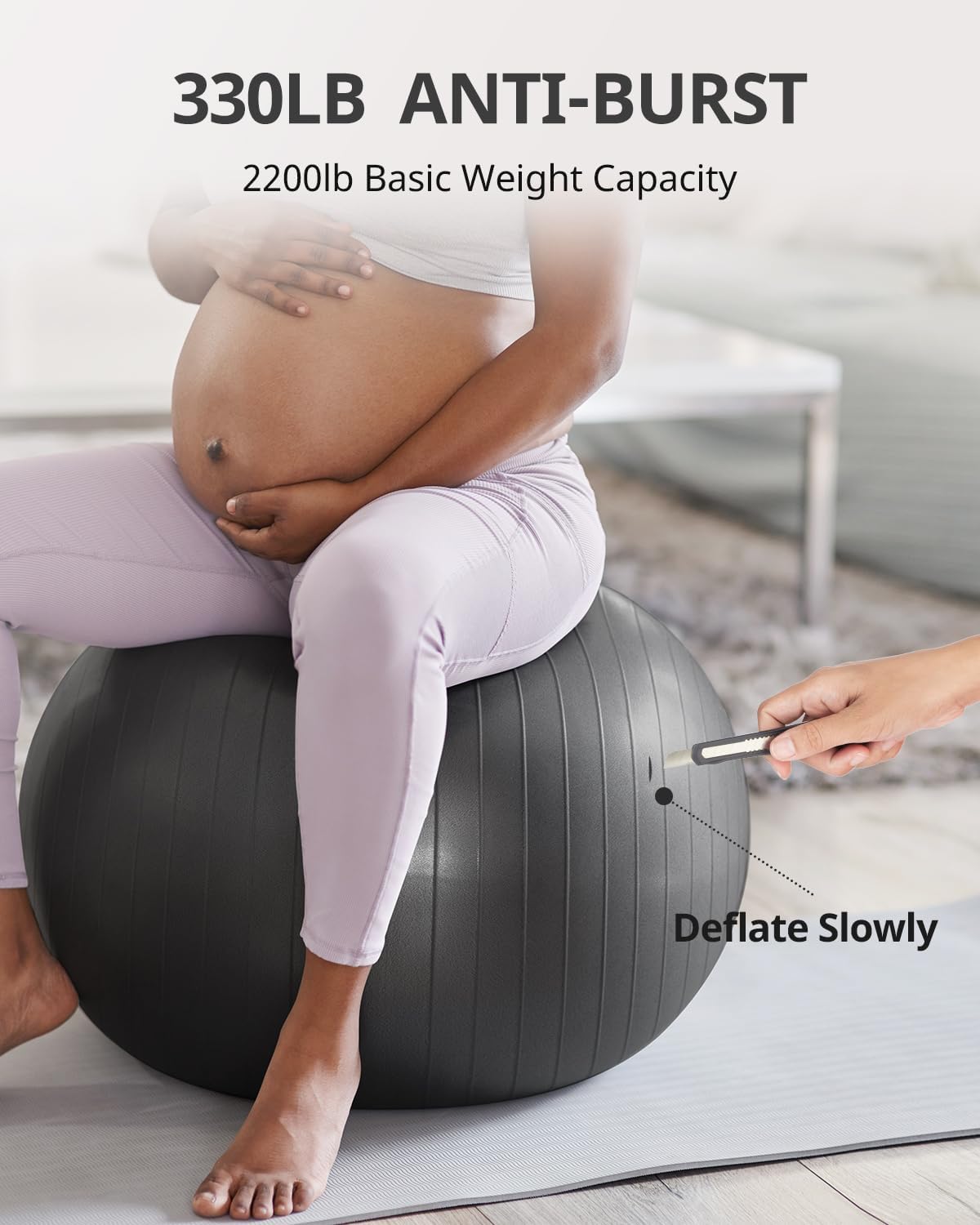 Trideer Extra Thick Yoga Ball Exercise Ball, 5 Sizes Ball Chair, Heavy Duty Swiss Ball for Balance, Stability, Pregnancy, Physical Therapy, Quick Pump Included
