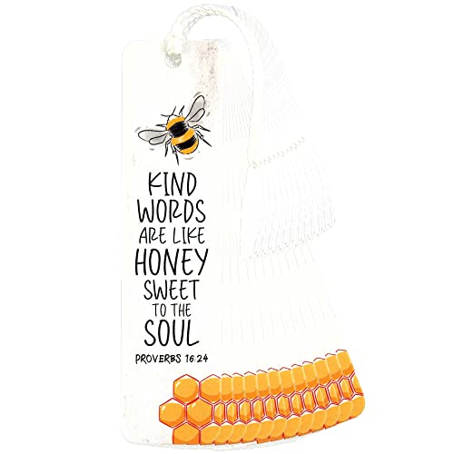 Kind Words Like Honey Sweet White 2 x 6 Paper Keepsake Bookmark with Tassle Pack of 12