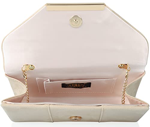 Dexmay Women Faux Suede Envelope Clutch Purse Evening Velvet Handbag Foldover Shoulder Crossbody Bag Nude