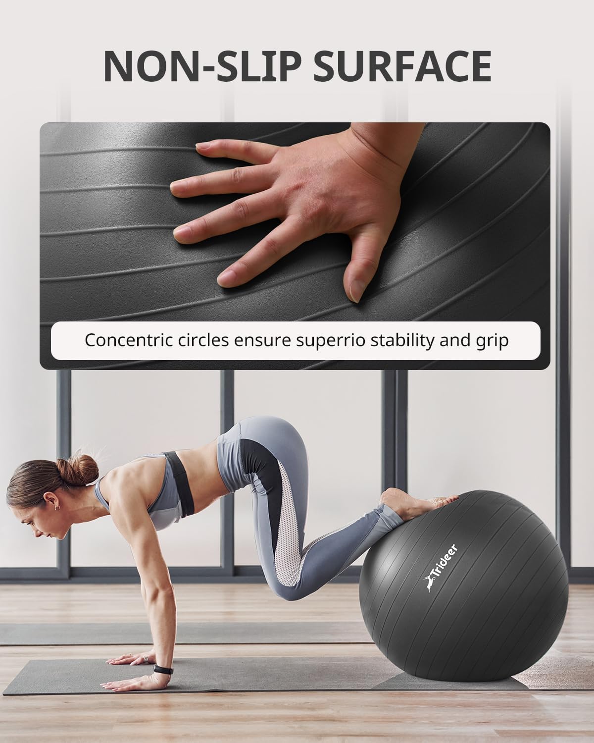 Trideer Extra Thick Yoga Ball Exercise Ball, 5 Sizes Ball Chair, Heavy Duty Swiss Ball for Balance, Stability, Pregnancy, Physical Therapy, Quick Pump Included