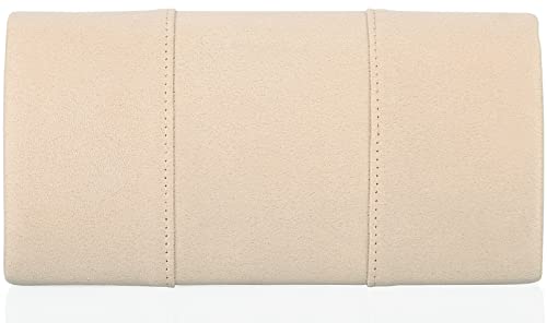 Dexmay Women Faux Suede Envelope Clutch Purse Evening Velvet Handbag Foldover Shoulder Crossbody Bag Nude