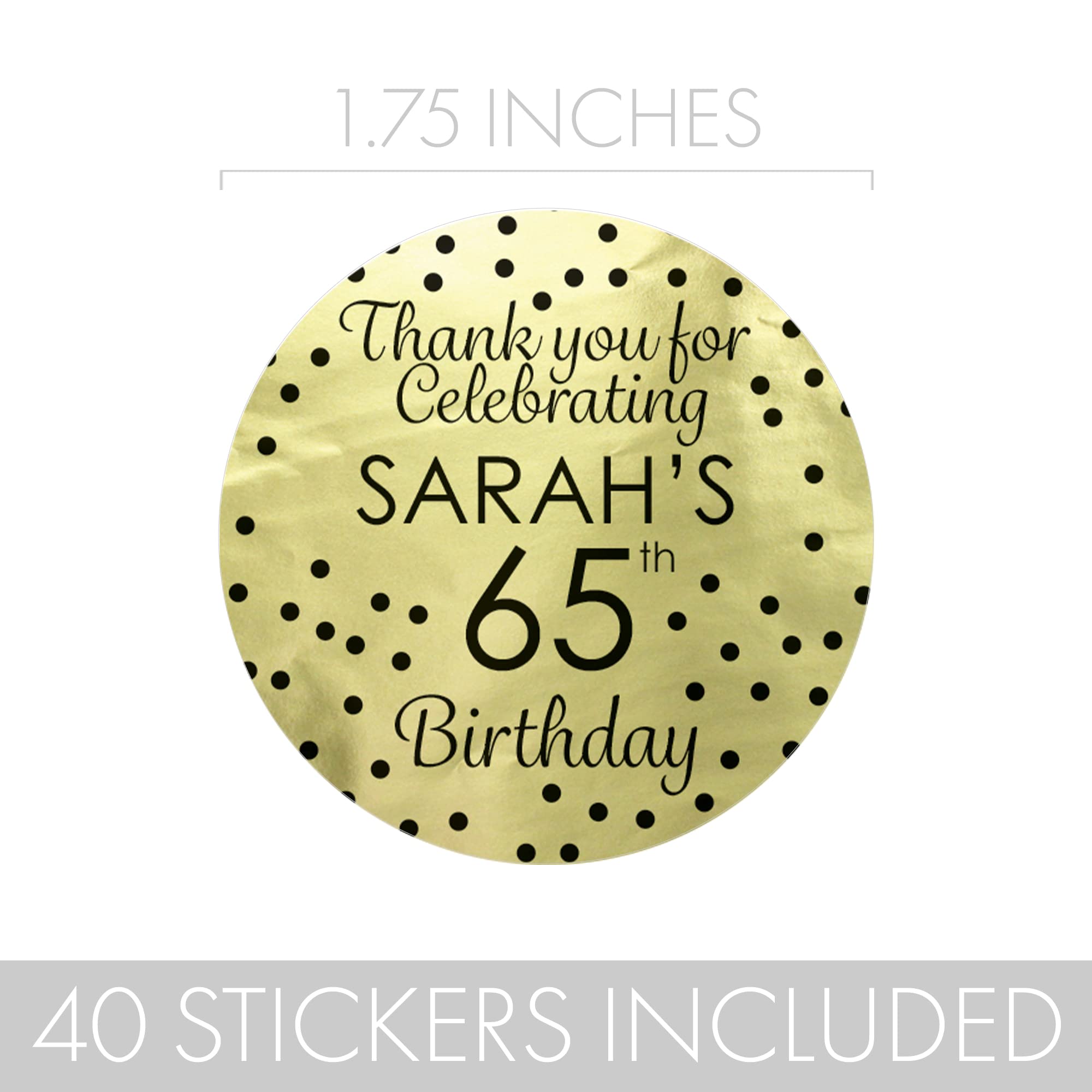 Personalized Black and Gold Thank You Favor Stickers - 1.75 in. - 40 Labels