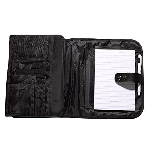 Christian Art Gifts Black Microfiber Bible Cover for Men and Women | Ichthus Jesus Fish Emblem | Large Zippered Tri-Fold Organizer Case for Bible