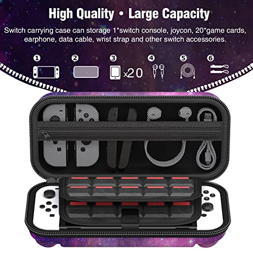 Carrying Case Compatible with Nintendo switch OLED/Switch Console, Hard Shell Protective Portable Switch Carry Case Travel Bag with Pockets for Accessories and with 20 Games storageā¦