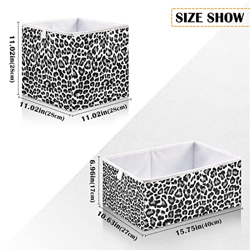 Kigai Storage Basket Black and White Leopard Foldable Storage Bin 11 X 11 X 11 Inches Cube Storage Baskets Box for Shelves Closet Laundry Nursery Bedroom Home Decor