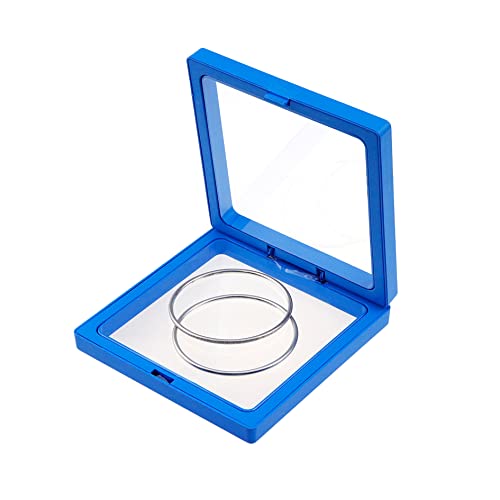 WDONAY Jewelry Storage Suspension Box Square Jewelry Storage Box PE Plastic Film Storage Box,4.33"×4.33"×0.79" Blue 6 PCS