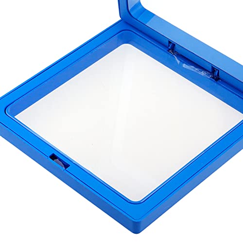 WDONAY Jewelry Storage Suspension Box Square Jewelry Storage Box PE Plastic Film Storage Box,4.33"×4.33"×0.79" Blue 6 PCS
