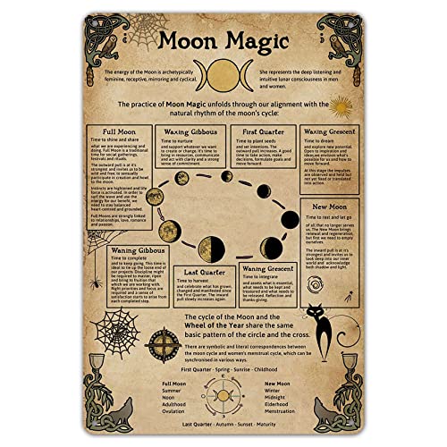 SmartCows Moon Magic Vintage Metal Tin Sign Knowledge Poster Wall Art Home Bedroom Decor 8x12 Inch