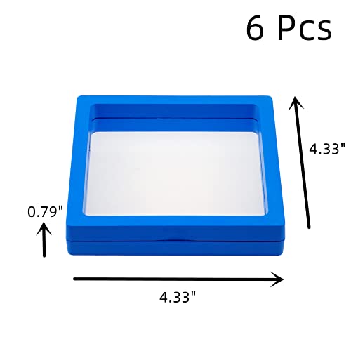 WDONAY Jewelry Storage Suspension Box Square Jewelry Storage Box PE Plastic Film Storage Box,4.33"×4.33"×0.79" Blue 6 PCS