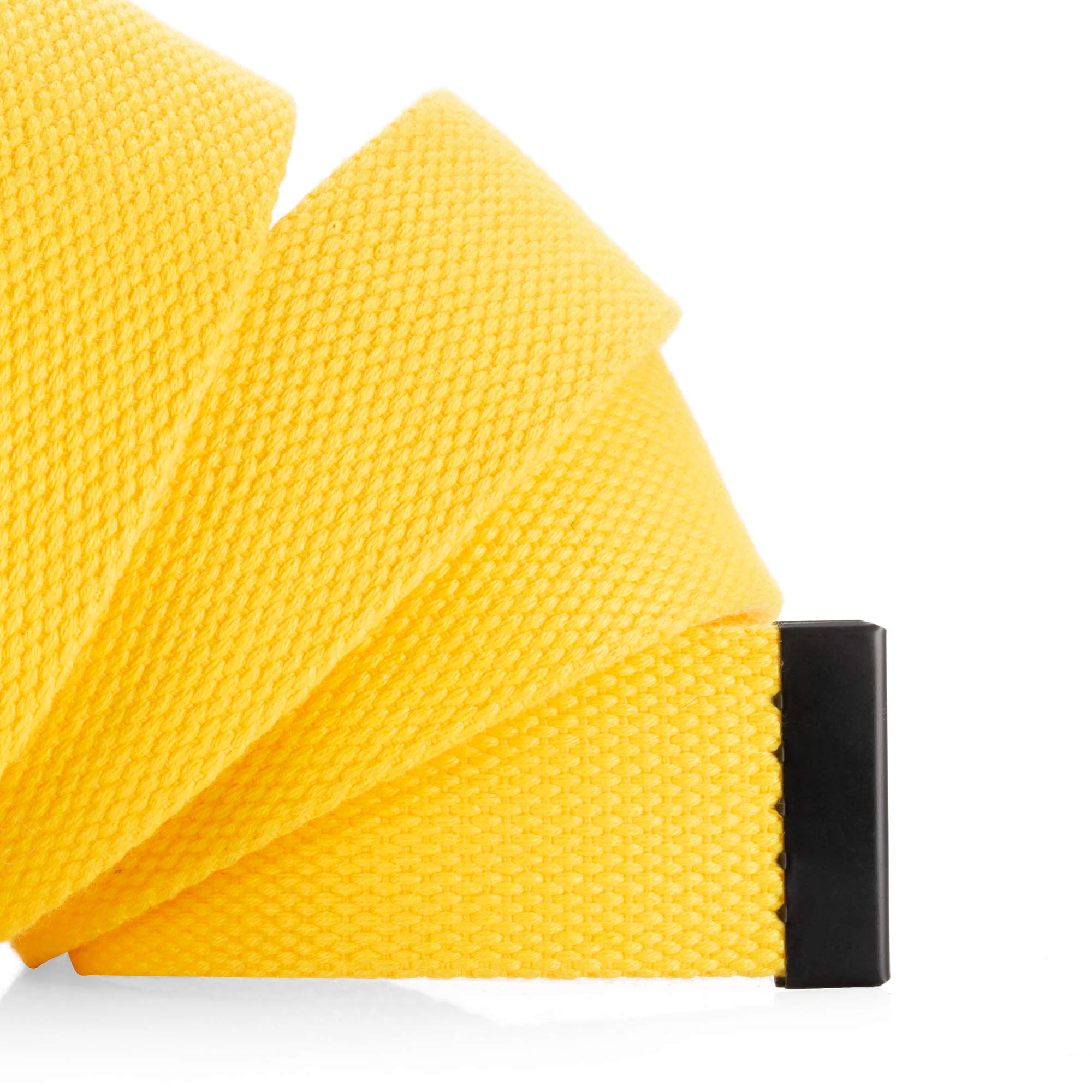 Mile High Life Cut To Fit Canvas Web Belt Size Up to 52" with Flip-Top Solid Black Military Buckle (Yellow)