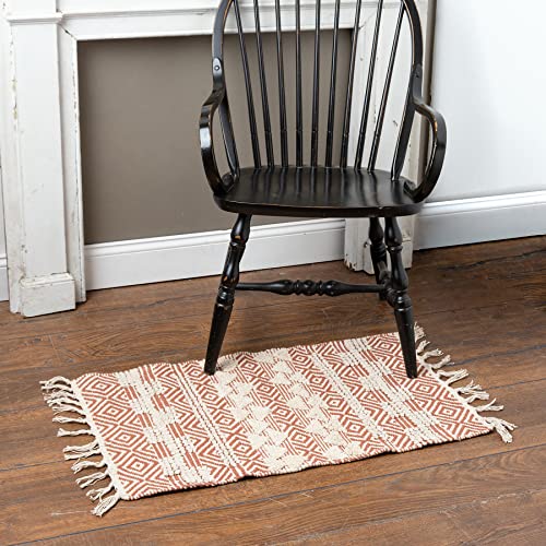 Primitives by Kathy Terracotta & Cream Textured Geometric Design Bohemian Decorative Area Rug