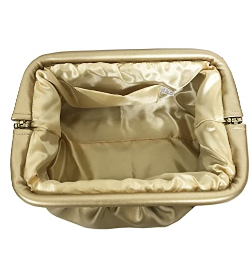 sioglam Classic Pleated PU Slouchy Clutch Cross Body Evening Bag with Detachable Chain Ruched Cloud bag for Women
