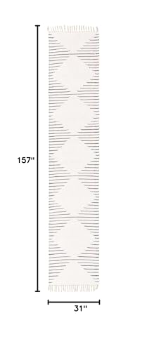 Unique Loom Chindi Cotton Collection Area Rug - Briah (2' 7" x 13' 1" Runner, White/ Black)