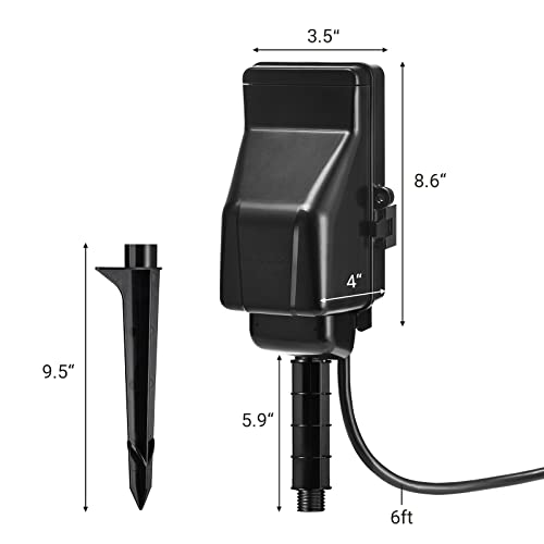 DEWENWILS WiFi Outdoor Outlet Timer, Smart Yard Stake Plug with 6 Outlets, Remote& Voice Control, Waterproof Power Stake Timer with 6Ft Cord, Alexa& Google Assistant Compatible, 1875W/15A, FCC Listed