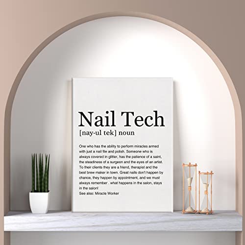 LEXSIVO Nail Tech Definition Print Canvas Wall Art Home Office Decor Modern Minimalist Painting 12x15 Canvas Beauty Poster Framed Ready to Hang Salon Artwork