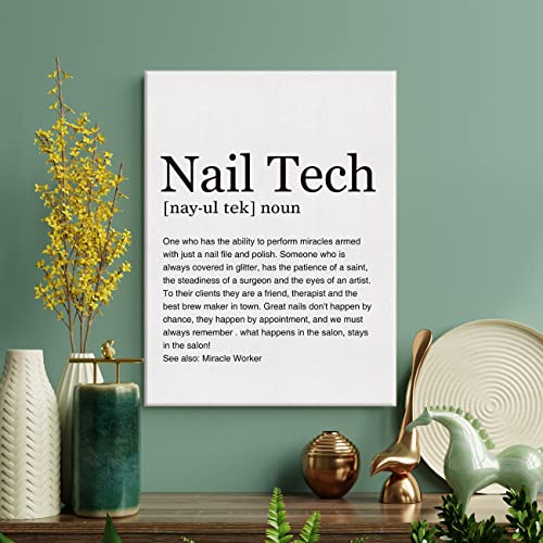 LEXSIVO Nail Tech Definition Print Canvas Wall Art Home Office Decor Modern Minimalist Painting 12x15 Canvas Beauty Poster Framed Ready to Hang Salon Artwork