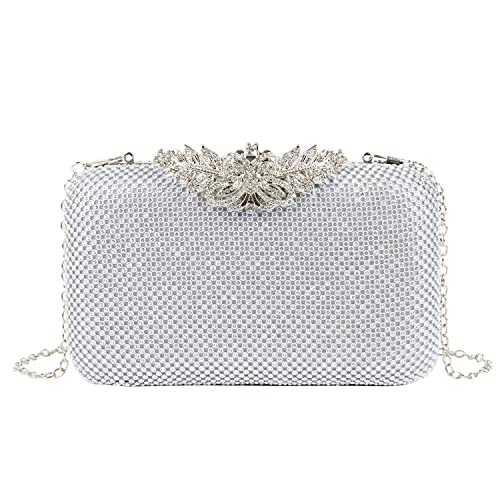 Oweisong Womenβs Sparkly Evening Clutch Handbag Rhinestone Crystal Wedding Purse Sequin Glitter Shoulder Bag for Party