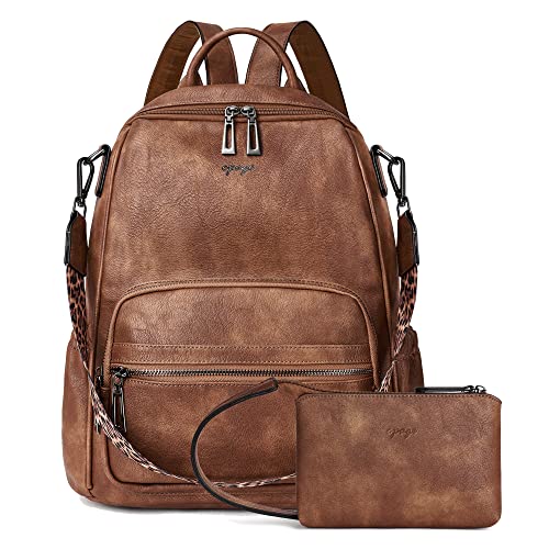 OPAGE Leather Backpack Purse for Women Fashion Ladies Convertible Shoulder Casual Travel Bags With Wristlet