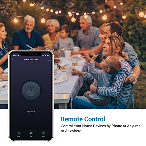 DEWENWILS WiFi Outdoor Outlet Timer, Smart Yard Stake Plug with 6 Outlets, Remote& Voice Control, Waterproof Power Stake Timer with 6Ft Cord, Alexa& Google Assistant Compatible, 1875W/15A, FCC Listed
