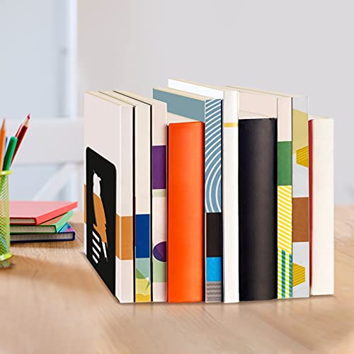 Bookends, Book Ends, Metal Bookend Heavy Duty Bookends for Shelve, Black Book Supports Non-Skid Book Stopper Cute Owl Bookshelf Holder for Office Home School, 1 Pair