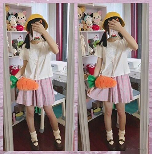GK-O Lolita Girl Cute Carrot Pattern Plush Shoulder Bag Crossbody Bag Kawaii Handbag Wallet Purse