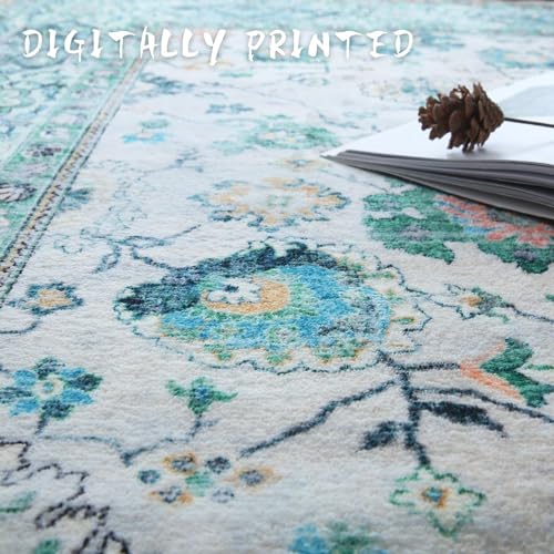 Rugcomf Runner Rug for Hallways Kitchen Runner Rug Non Slip 2'6''x8' Washable Runner Rugs with Rubber Backing Soft Soft Carpet Runner for Hallways, Kitchen, Laundry, Bedroom, Bathroom (Green)