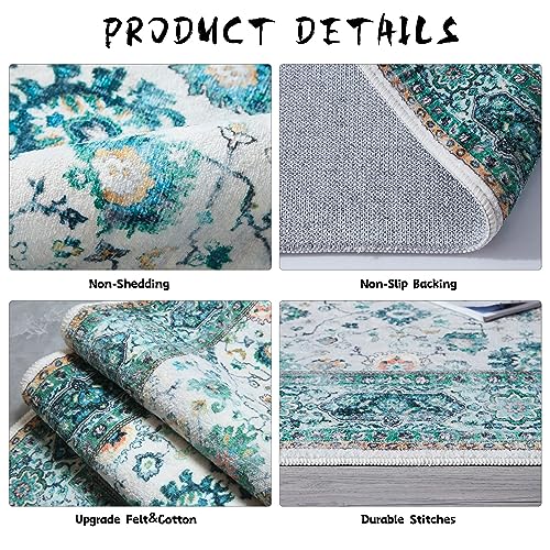 Rugcomf Runner Rug for Hallways Kitchen Runner Rug Non Slip 2'6''x8' Washable Runner Rugs with Rubber Backing Soft Soft Carpet Runner for Hallways, Kitchen, Laundry, Bedroom, Bathroom (Green)
