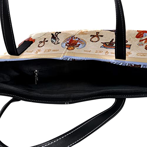 Large Leather Handbags for Women Ancient Egyptian Gods and Pharaohs Top Handle Shoulder Satchel Hobo Bag