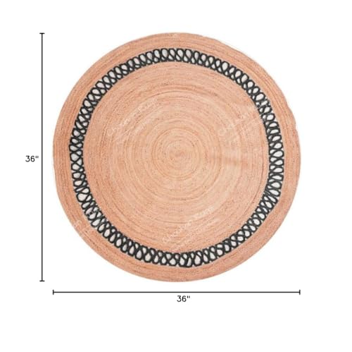 4x4, 5x5, 6x6,feet Natural Jute Net Design Round Rug, Floor Jute Net Designed Edge Rug Braided Boho Eco Large Circular Handmade Area Rugs (CCRD_ZQ)