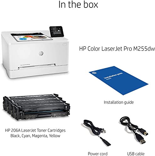 HP Color Laserjet Pro M255dw Wireless Laser Printer-Remote Mobile Print, Auto Duplex Printing,22 ppm, 250-Sheet,Compatible with Alexa, White- WULIC Printer Cable.