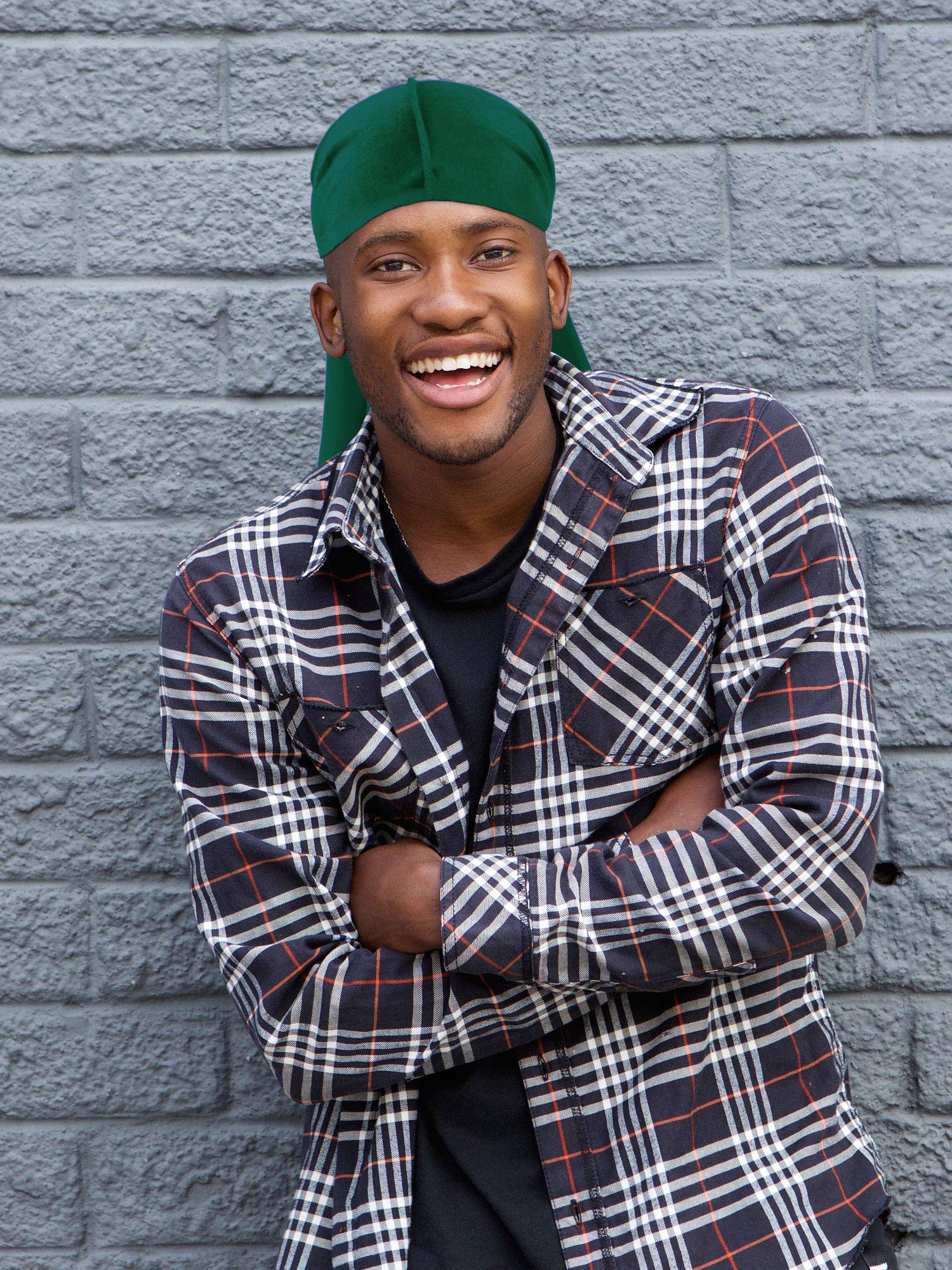 Tatuo 4 Pieces Men's Velvet Durag with Long Tail Soft Durag Headwraps for 360 Waves