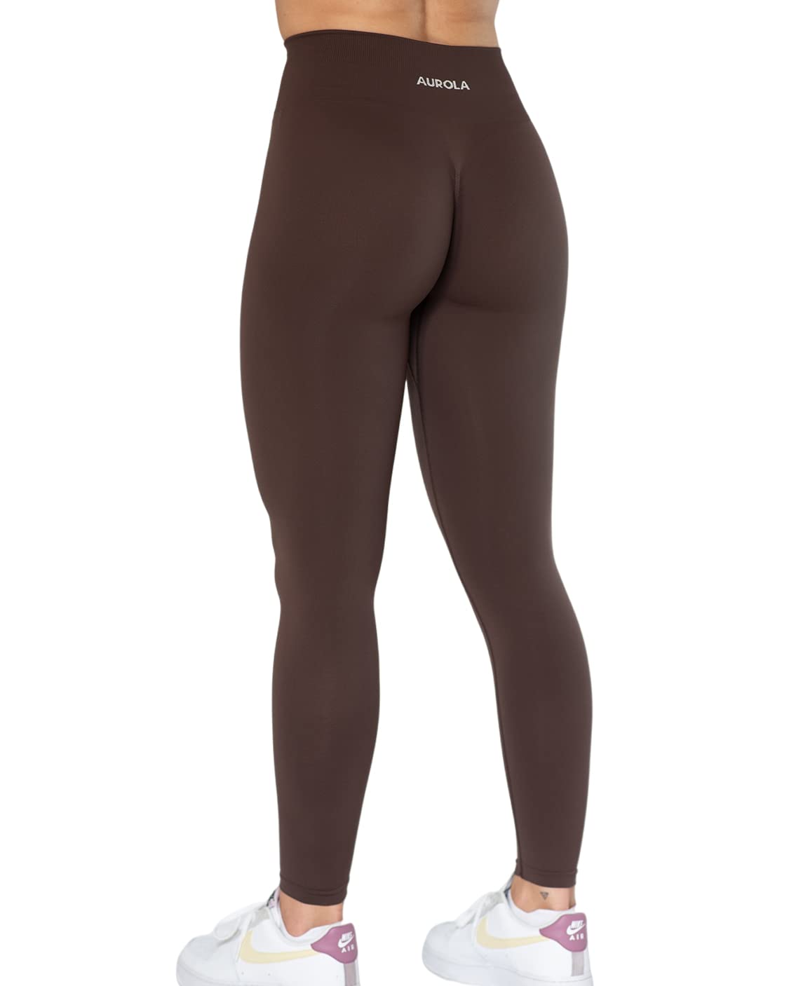AUROLA Dream Collection Workout Leggings for Women High Waist Seamless Scrunch Athletic Running Gym Fitness Active Pants Java Coffee S