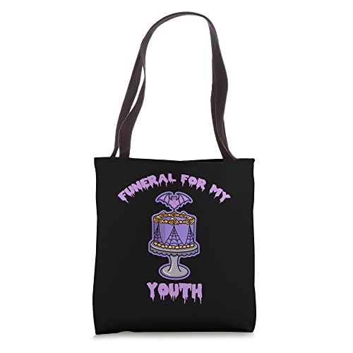 Funny Goth Birthday Funeral For My Youth Gothic Cake Bat Tote Bag