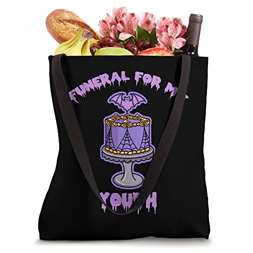 Funny Goth Birthday Funeral For My Youth Gothic Cake Bat Tote Bag